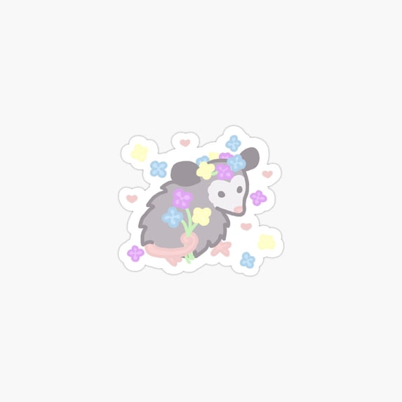DOPASTICKER Opossum Baby With Flower Crown And Bouquet Sticker, Phone ...