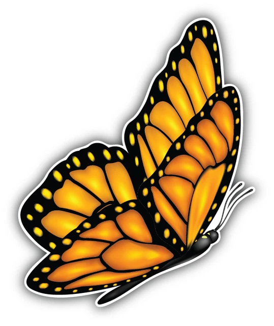 DOPASTICKER Orange Butterfly Sticker Decal Phone Decal Water Bottle ...