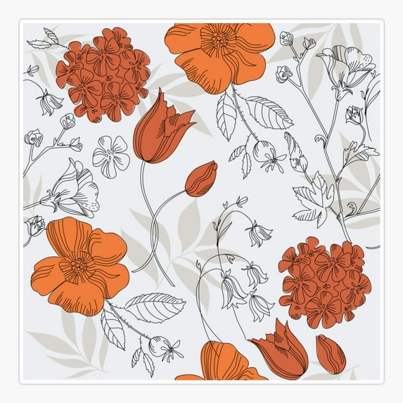 DOPASTICKER Orange Flower Floral Pattern Sticker, Phone Sticker Car ...