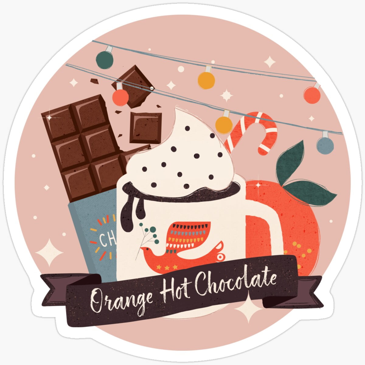 DOPASTICKER Orange Hot Chocolate Sticker Birthday Gifts - Decorative ...