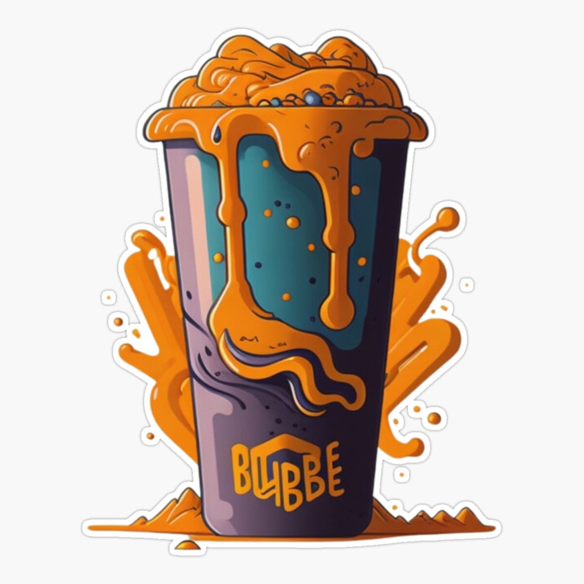 DOPASTICKER Orange Juice In Bubble Tea Sticker, Phone Sticker Car ...