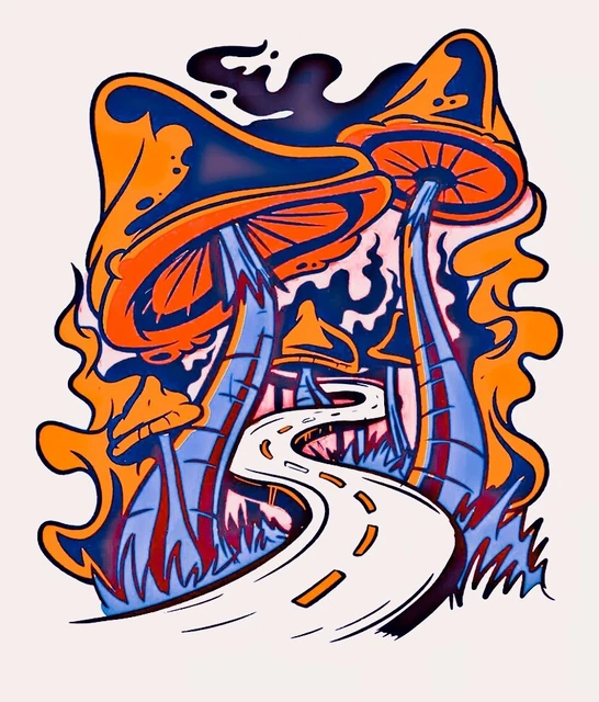 DOPASTICKER Orange Mushroom Sticker Cool Awesome Road Travel Trip ...
