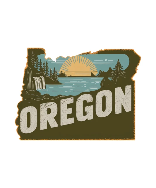 DOPASTICKER Oregon State Sticker Homeland Farmland Home Country Retro ...
