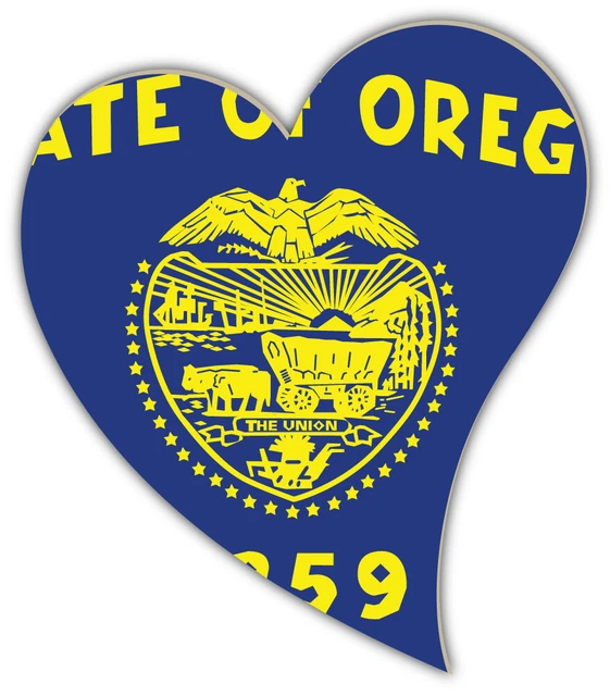 DOPASTICKER Oregon Usa State Flag Heart Icon Car Sticker Decal Phone ...