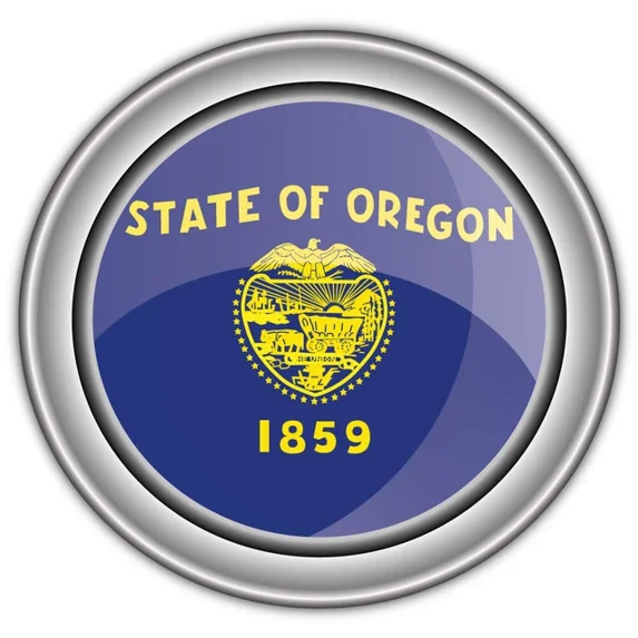 DOPASTICKER Oregon Usa State Flag Silver Badge Car Sticker Decal Phone ...