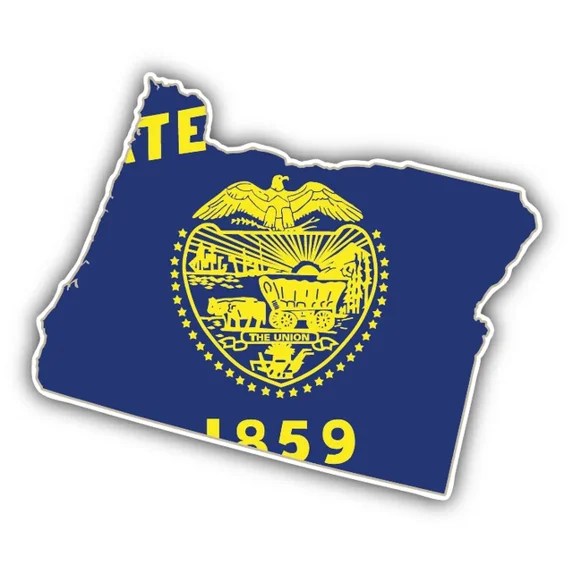 DOPASTICKER Oregon Usa State Map Flag Sticker Phone Water Bottle ...