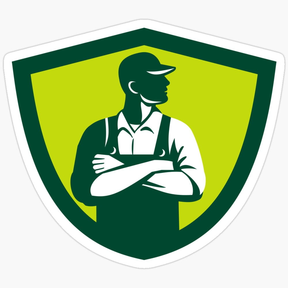 DOPASTICKER Organic Farmer Arms Folded Looking Side Crest Retro Sticker ...