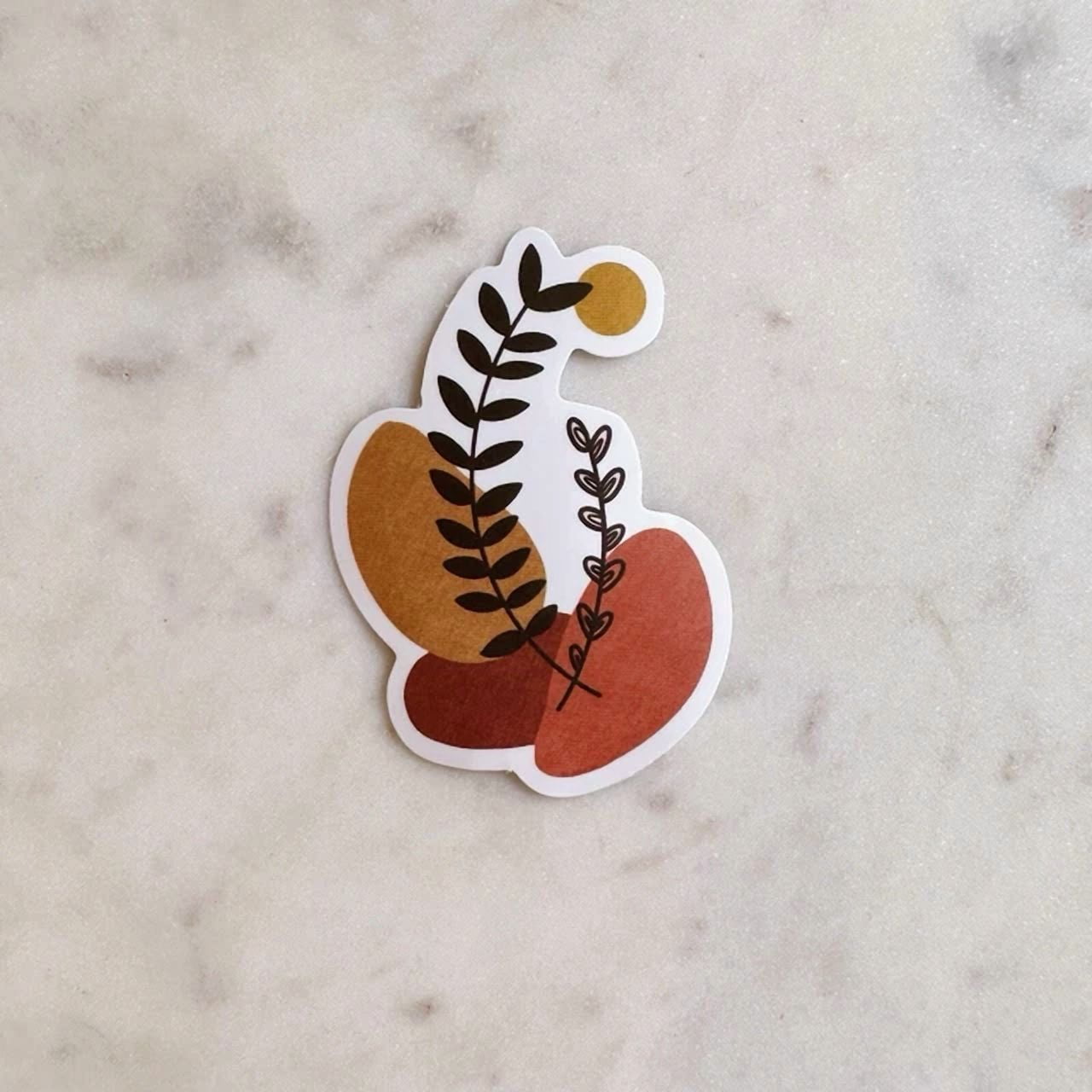 DOPASTICKER Organic Shapes With Plants Water Resistant Sticker- Design ...