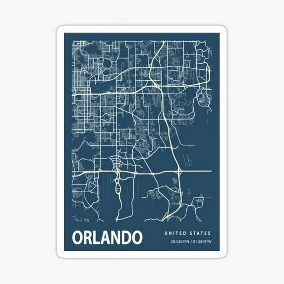 DOPASTICKER Orlando Blueprint City Map Sticker Phone Decal Water Bottle ...