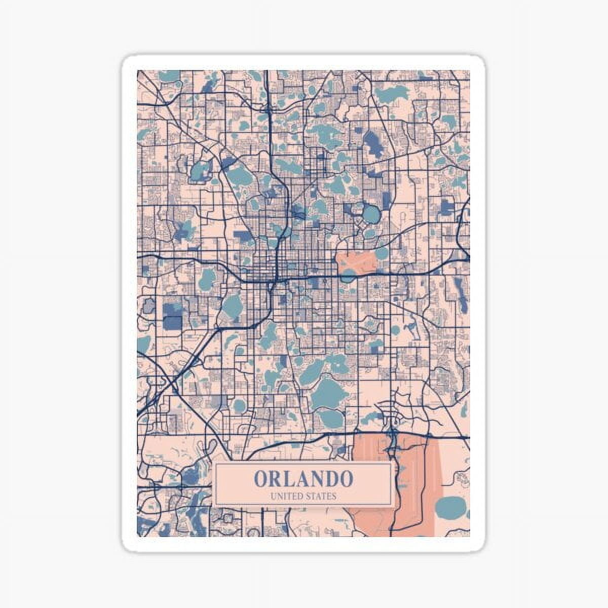 DOPASTICKER Orlando City Map Sticker Phone Decal Water Bottle Stickers ...