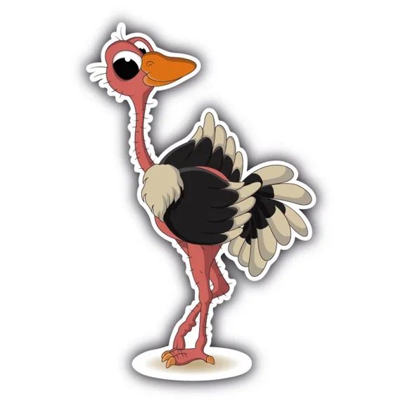 DOPASTICKER Ostrich Cartoon Sticker Decal Phone Decal Water Bottle ...