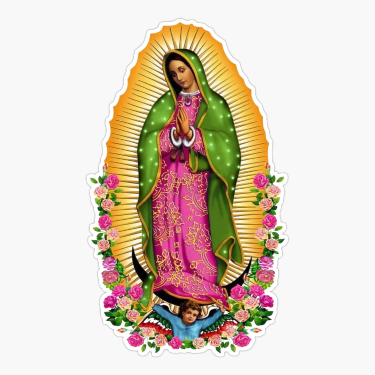 DOPASTICKER Our Lady O Guadalupe Mexi.Can Virgin Mary Mexico Sticker ...