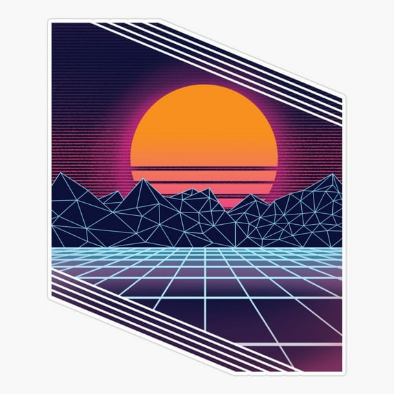 DOPASTICKER Outrun Sunset Sticker, Phone Sticker Water Bottle Sticker ...