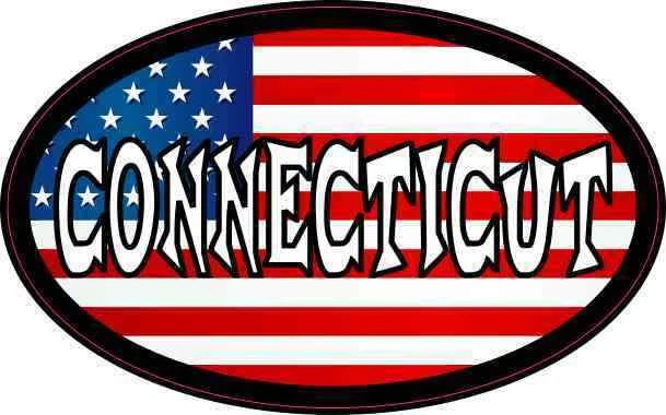 DOPASTICKER Oval American Flag Connecticut Sticker Phone Sticker, Latop ...