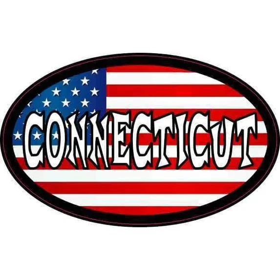 DOPASTICKER Oval American Flag Connecticut Sticker Phone Sticker, Latop ...