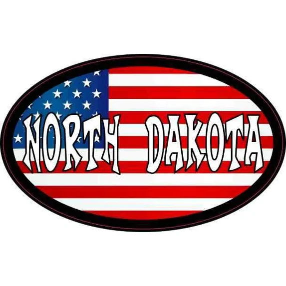 DOPASTICKER Oval American Flag North Dakota Sticker Phone Sticker ...