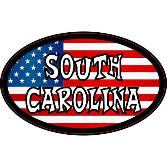 DOPASTICKER Oval American Flag South Carolina Sticker Phone Sticker ...