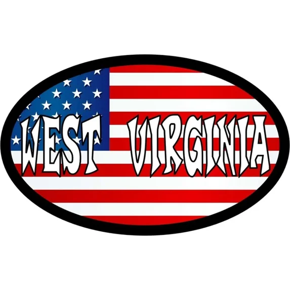 DOPASTICKER Oval American Flag West Virginia Sticker Phone Sticker ...