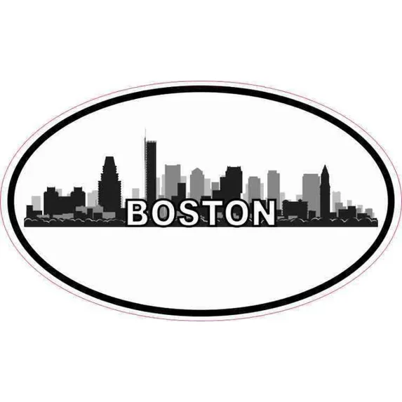 DOPASTICKER Oval Boston Skyline Sticker Tumbler Cup Luggage Car City ...