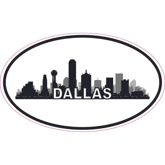 DOPASTICKER Oval Dallas Skyline Sticker Tumbler Cup Luggage Car City ...