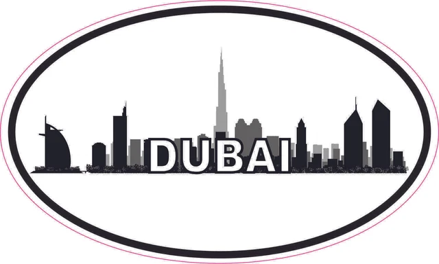DOPASTICKER Oval Dubai Skyline Sticker Uae Tumbler Cup Luggage Car ...