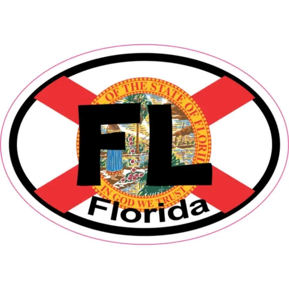 DOPASTICKER Oval Fl Florida Flag Sticker Car State Flags Sticker Phone ...
