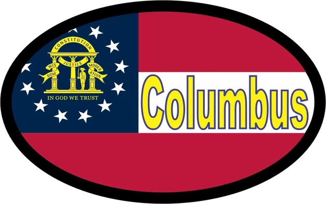 DOPASTICKER Oval Georgia Flag Columbus Sticker Phone Sticker, Latop ...