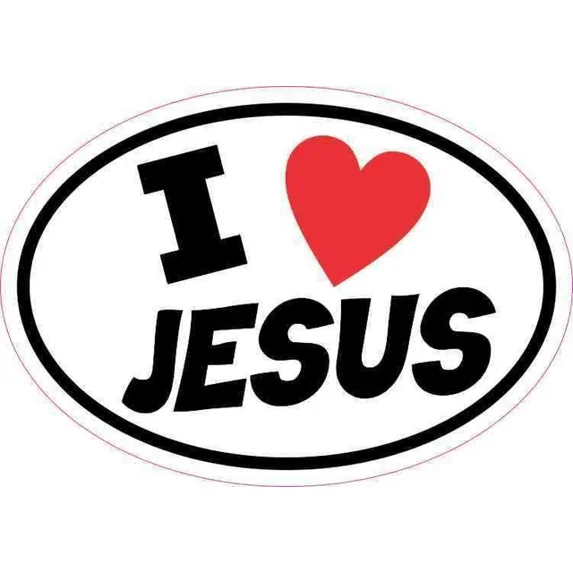 DOPASTICKER Oval I Love Jesus Sticker Christian Car Truck Cup Tumbler ...