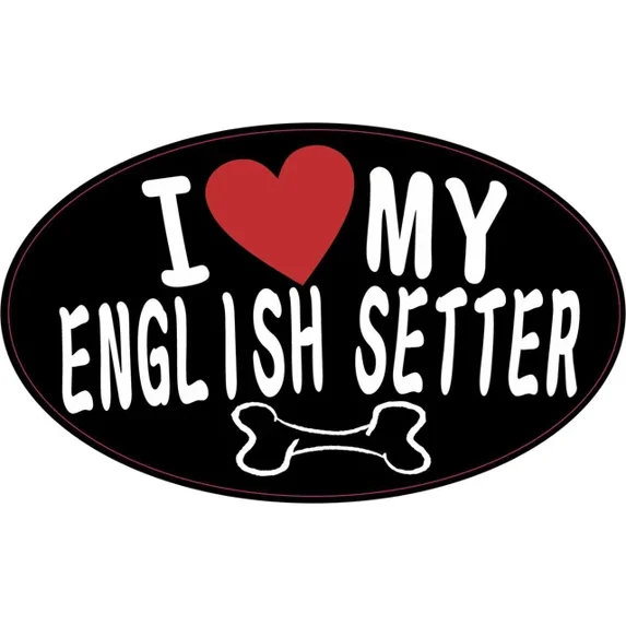 DOPASTICKER Oval I Love My English Setter Sticker Phone Sticker, Latop ...