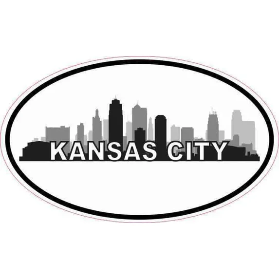 DOPASTICKER Oval Kansas City Skyline Sticker Cup Tumbler Luggage Car ...