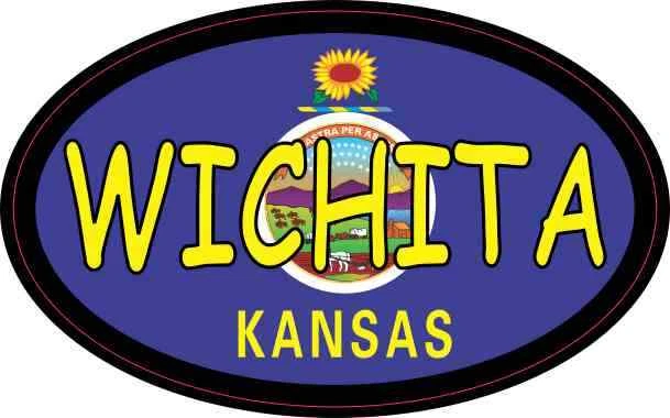 DOPASTICKER Oval Kansas Flag Wichita Sticker Phone Sticker, Latop ...