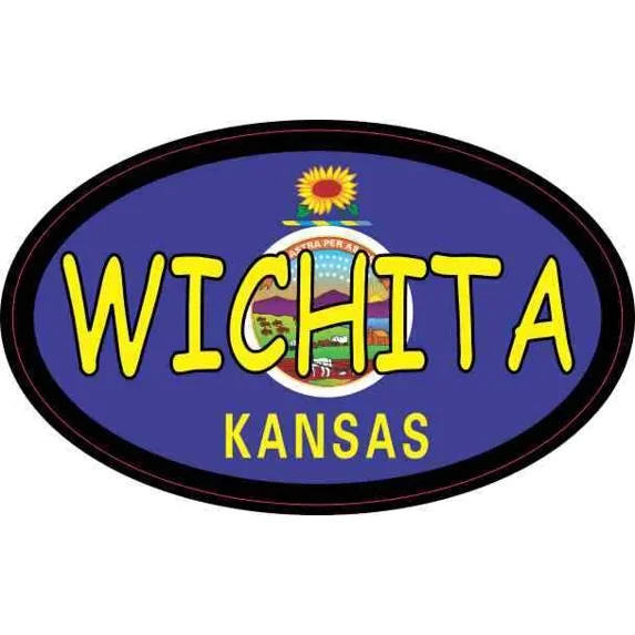 DOPASTICKER Oval Kansas Flag Wichita Sticker Phone Sticker, Latop ...