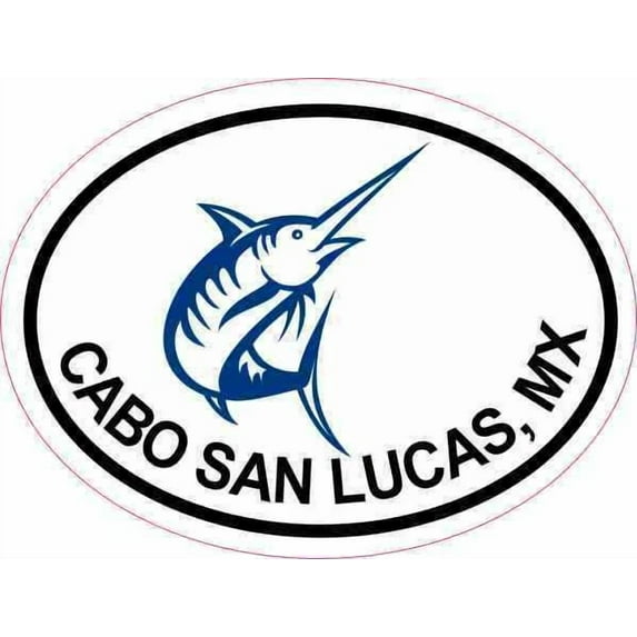 DOPASTICKER Oval Marlin Cabo San Lucas Sticker Luggage Car Cup Fishing ...