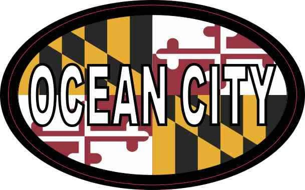DOPASTICKER Oval Maryland Flag Ocean City Sticker Phone Sticker, Latop ...