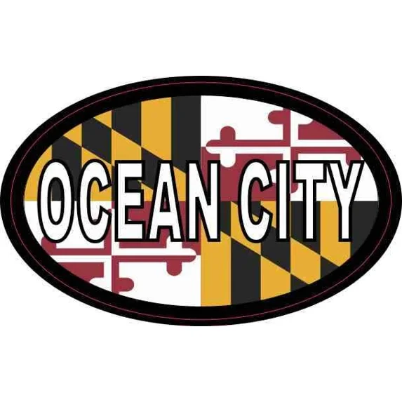 DOPASTICKER Oval Maryland Flag Ocean City Sticker Phone Sticker, Latop ...