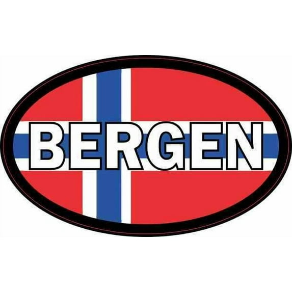 DOPASTICKER Oval Norwegian Flag Bergen Sticker Phone Sticker, Latop ...