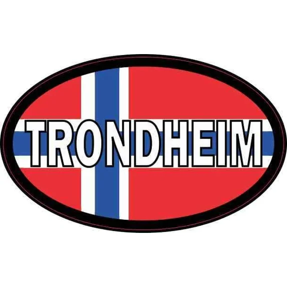 DOPASTICKER Oval Norwegian Flag Trondheim Sticker Phone Sticker, Latop ...