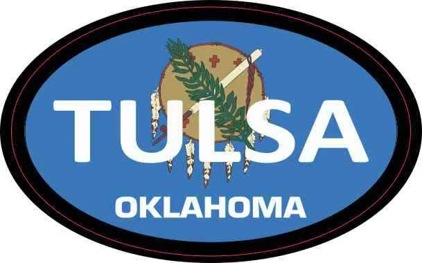DOPASTICKER Oval Oklahoma Flag Tulsa Sticker Phone Sticker, Latop ...