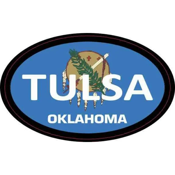 DOPASTICKER Oval Oklahoma Flag Tulsa Sticker Phone Sticker, Latop ...