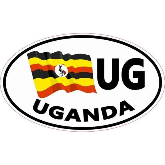 DOPASTICKER Oval Ug Uganda Flag Sticker Travel Vehicle Flags Cup ...