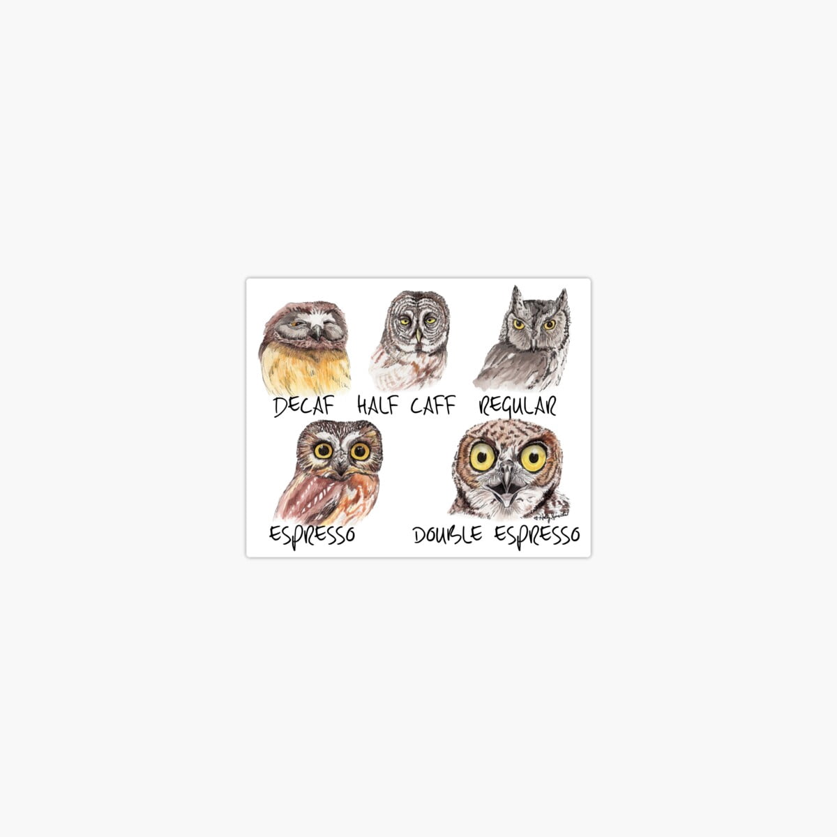 DOPASTICKER Owl Caffeine Scale - Coffee Owls Sticker, Phone Sticker Car ...