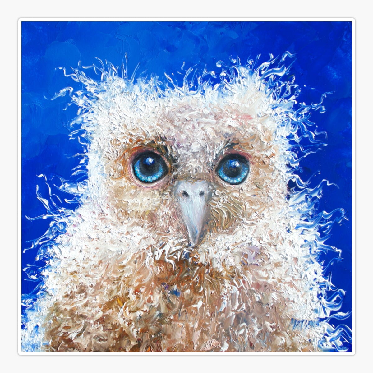DOPASTICKER Owl Painting On Blue Background Sticker, Phone Sticker Car ...