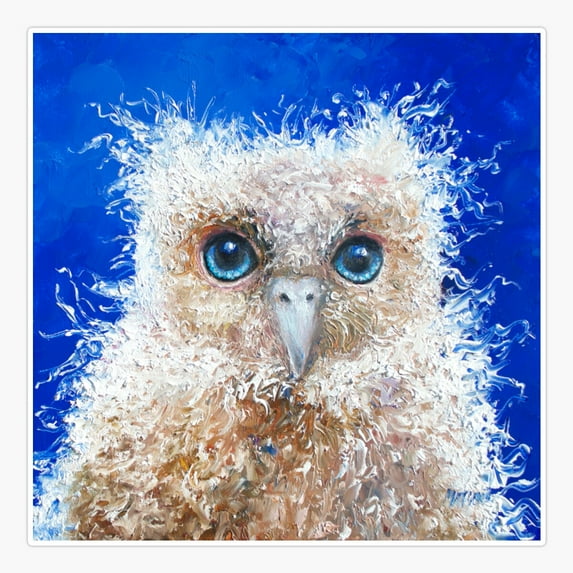 DOPASTICKER Owl Painting On Blue Background Sticker, Phone Sticker Car ...