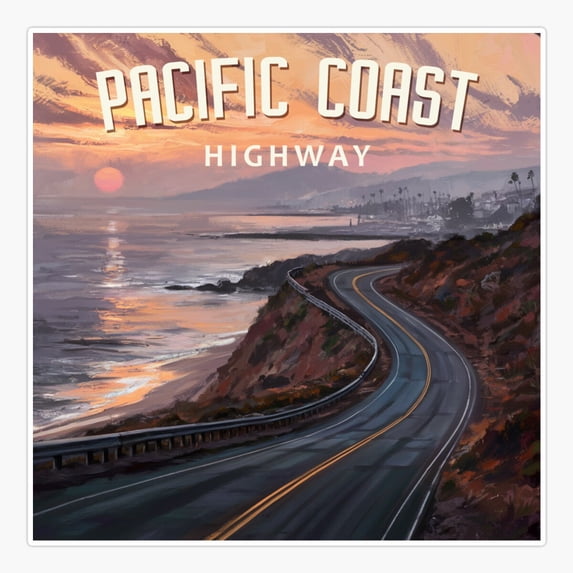 DOPASTICKER Pacific Coast Highway Sunset Sticker, Phone Sticker Car ...