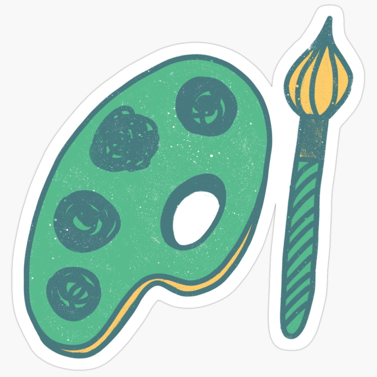 DOPASTICKER Paint Brush And Paint Pallet Sticker Waterproof Sticker For ...