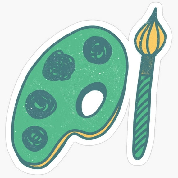 DOPASTICKER Paint Brush And Paint Pallet Sticker Waterproof Sticker For ...