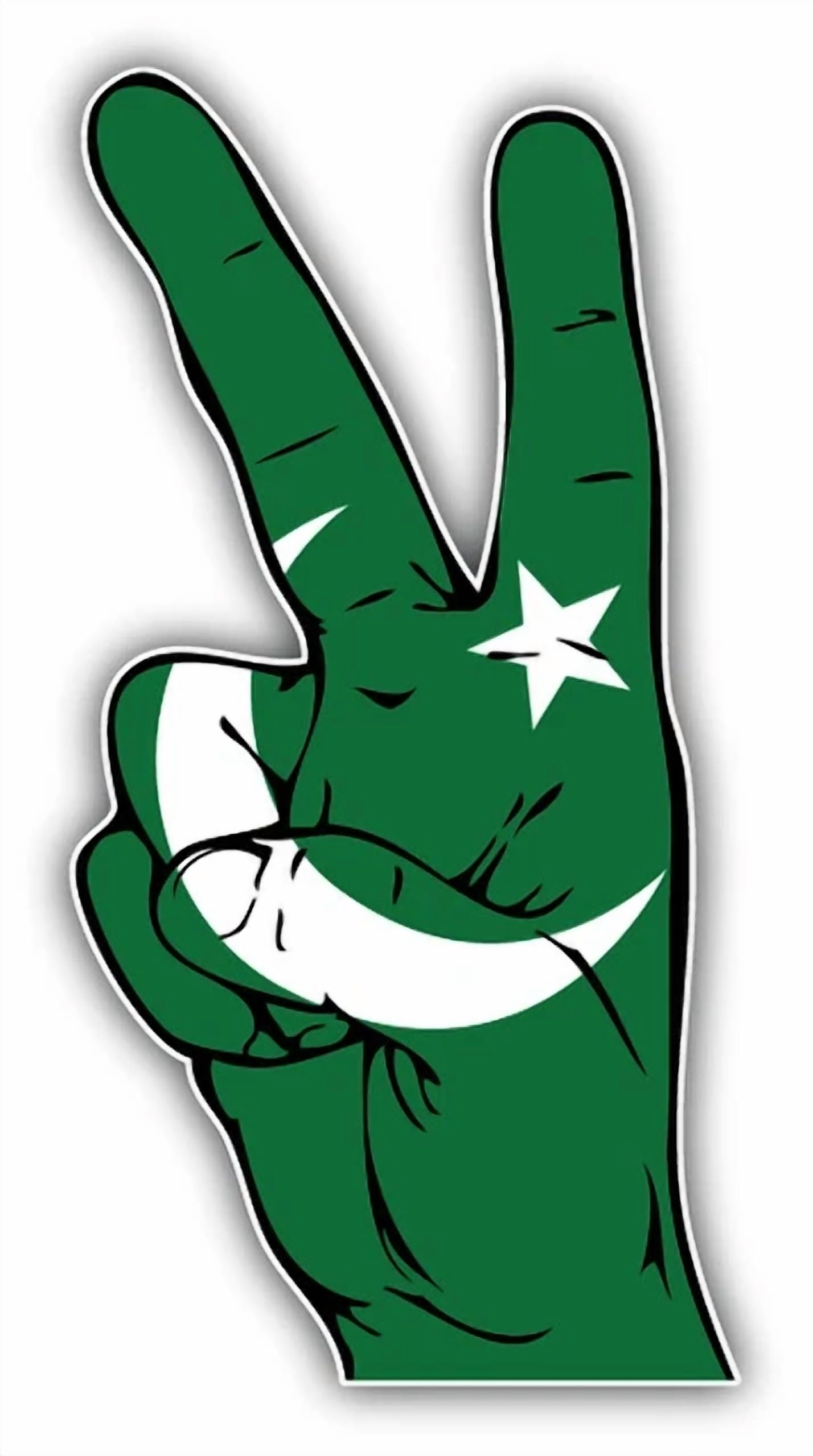 DOPASTICKER Pakistan Flag Hand Peace Sign Sticker Decal Phone Decal ...