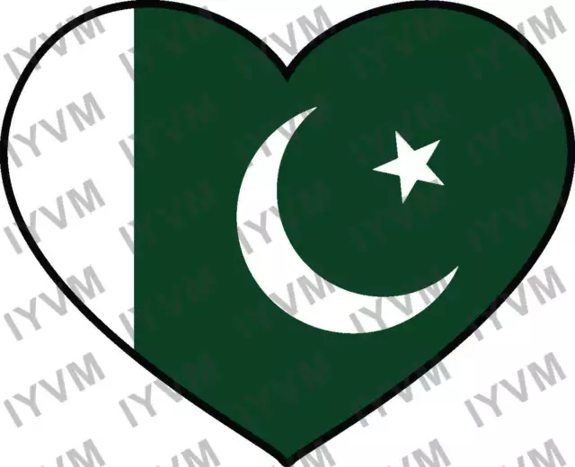 DOPASTICKER Pakistan Flag Heart Sticker Decal Phone Decal Water Bottle ...