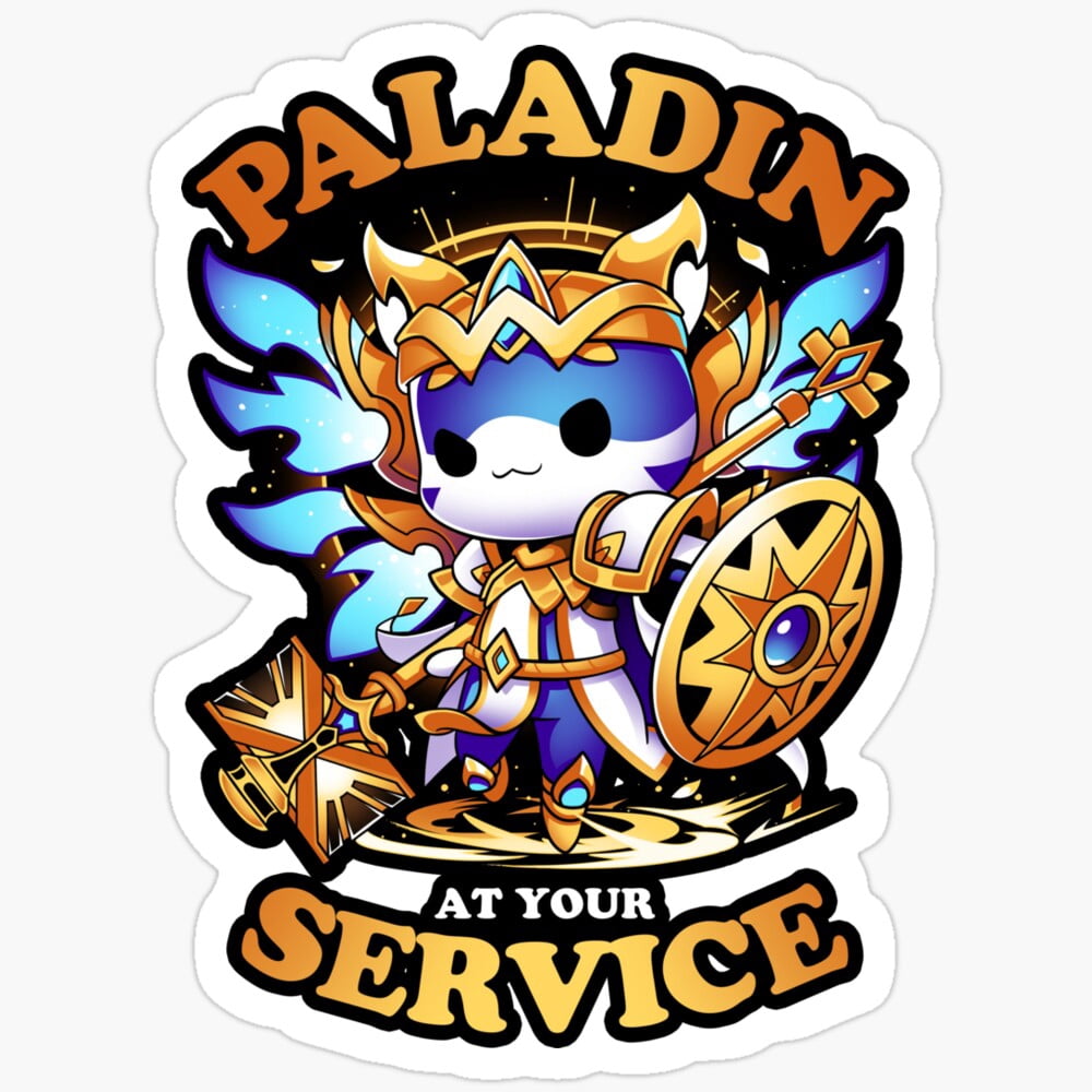 DOPASTICKER Paladin'S Call- Cute Cat Gamer Sticker Phone Sticker, Latop ...