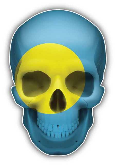 DOPASTICKER Palau Flag Skull Sticker Decal Phone Decal Water Bottle ...